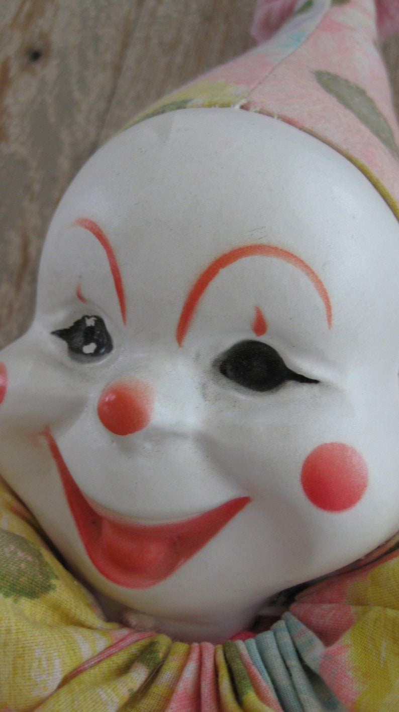 Vintage clown Yoyo doll hand made vintage pink fabric | Etsy