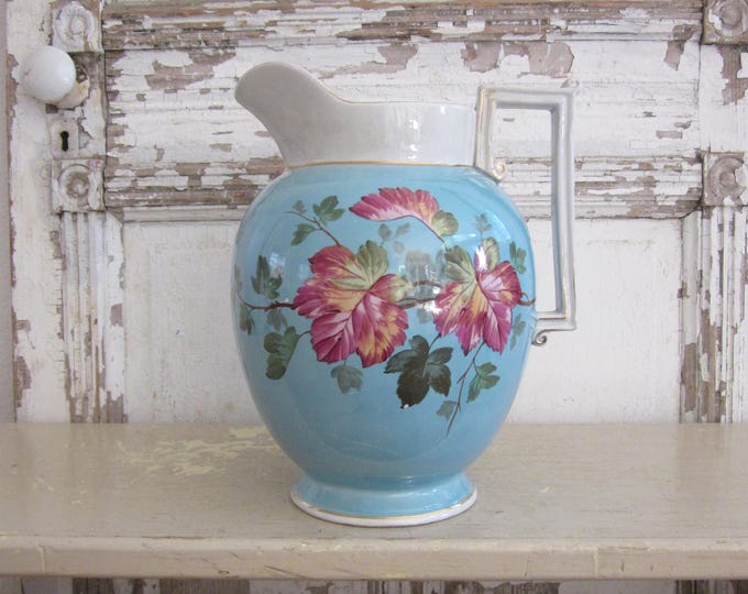 Gorgeous Large Antique Ironstone Pitcher, England, Blue and White ...