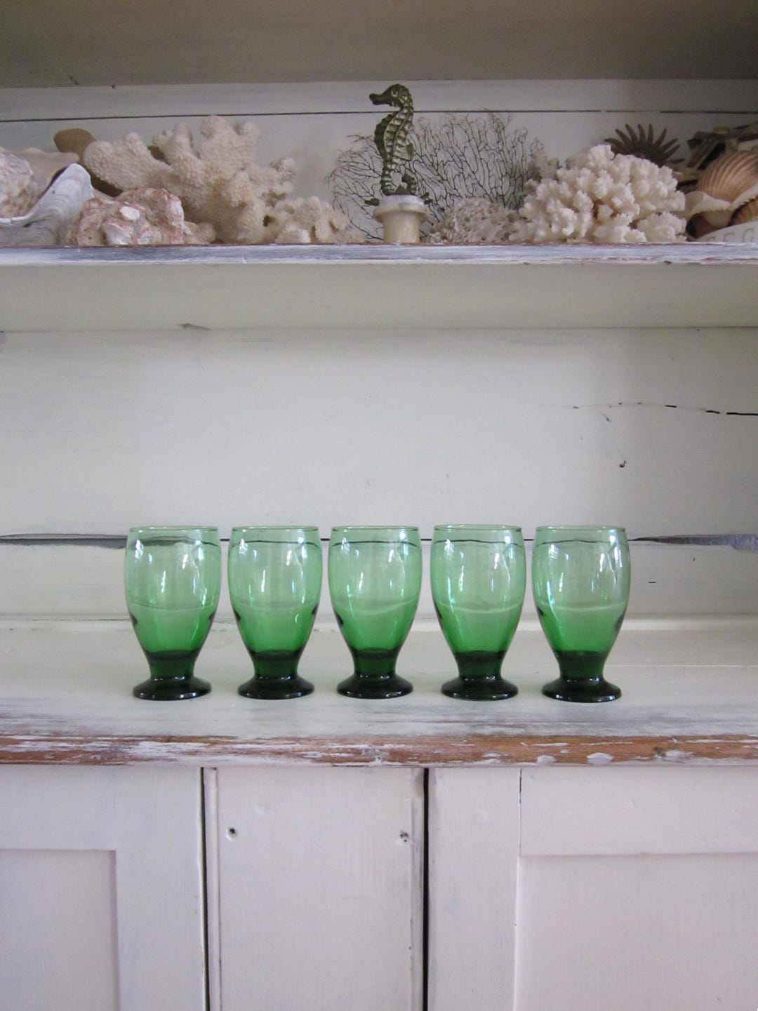 Vintage Emerald Green Cristar Lexington Footed Water/wine Glasses, Set ...
