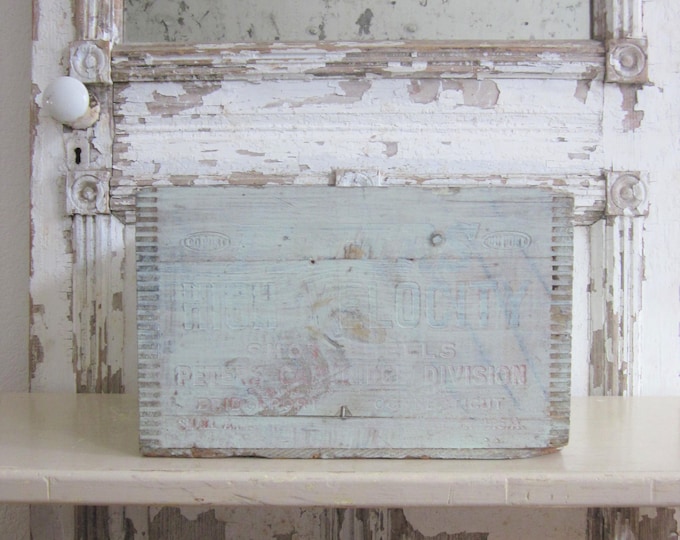 Primitive Wood Box, Aqua Distressed Box, Old Tool Box, Rustic Farmhouse ...