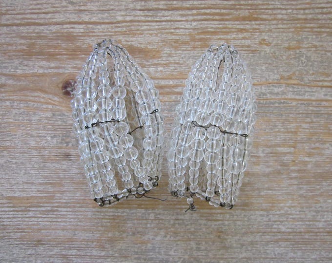 Vintage Crystal Bulb Covers, Pair, Glass Beaded Light Bulb Cover ...