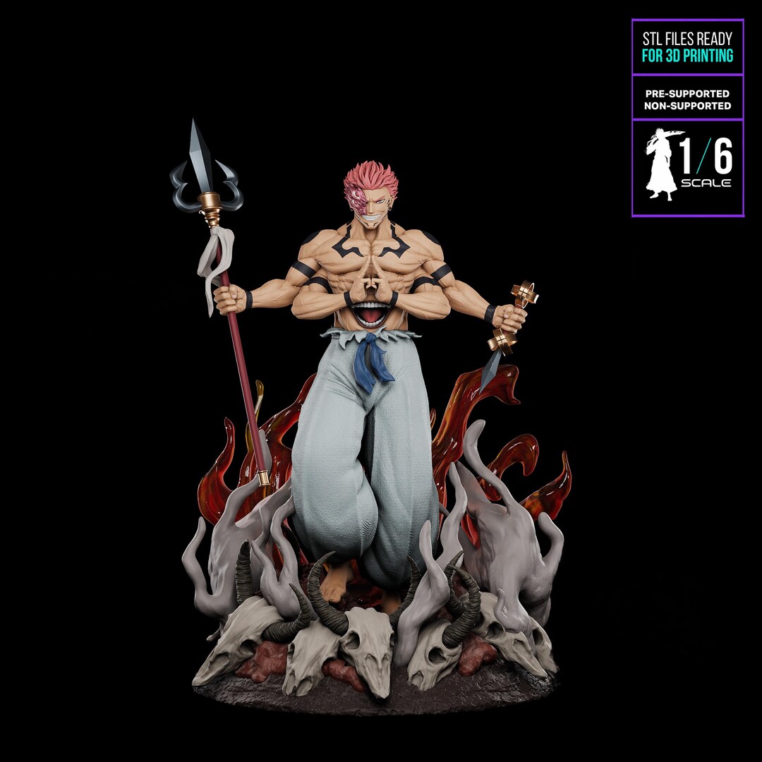 Sukuna Jujutsu Kaisan STL File for 3D Printing High Quality 3D Model ...