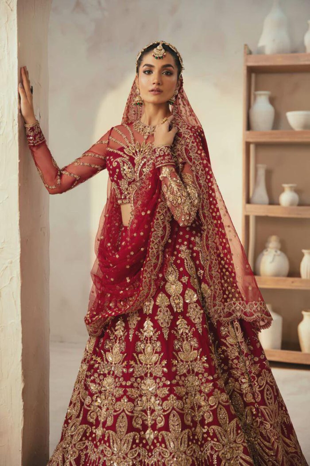 Red Colour Bridal Dress Hand Embordered, Lehenga and Maxi Dresses ...