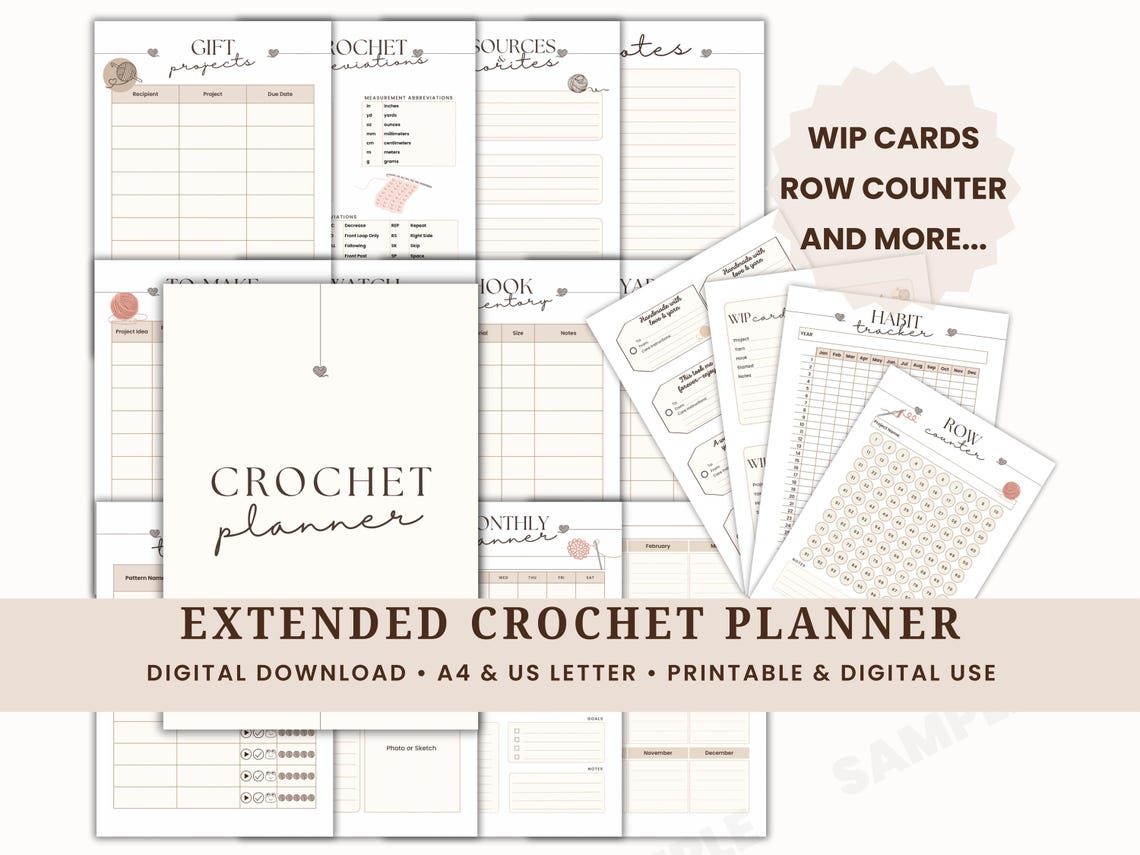 Extended Crochet Planner Bundle – Printable & Digital PDF With Project ...