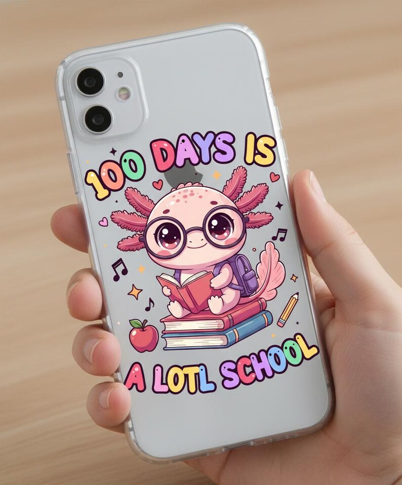 100 Days is A Lotl School PNG SVG, Cute Axolotl 100th Day Shirt, Funny ...