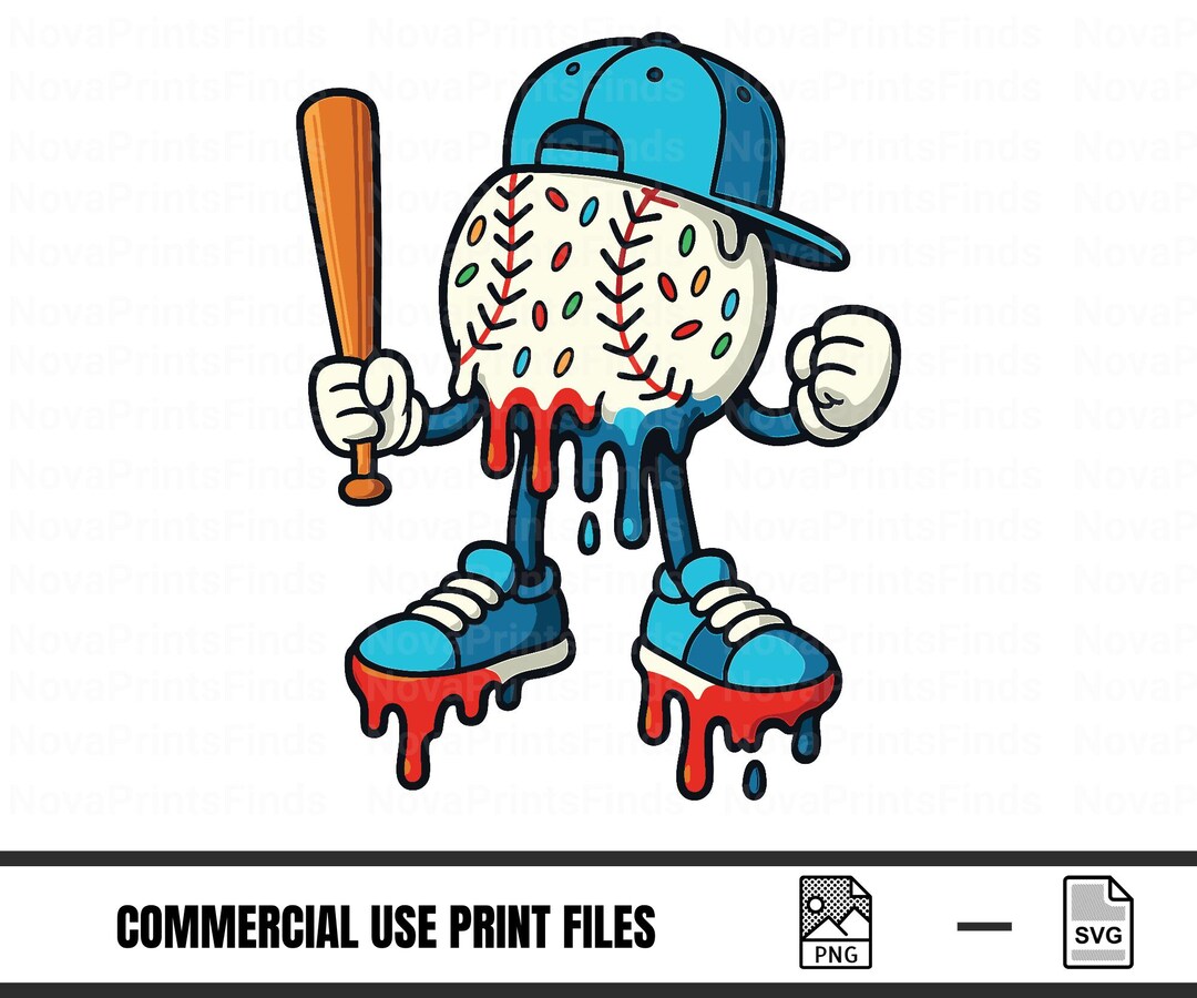 Dripping Baseball Player SVG: Streetwear Sports Graphic for Cricut - Etsy