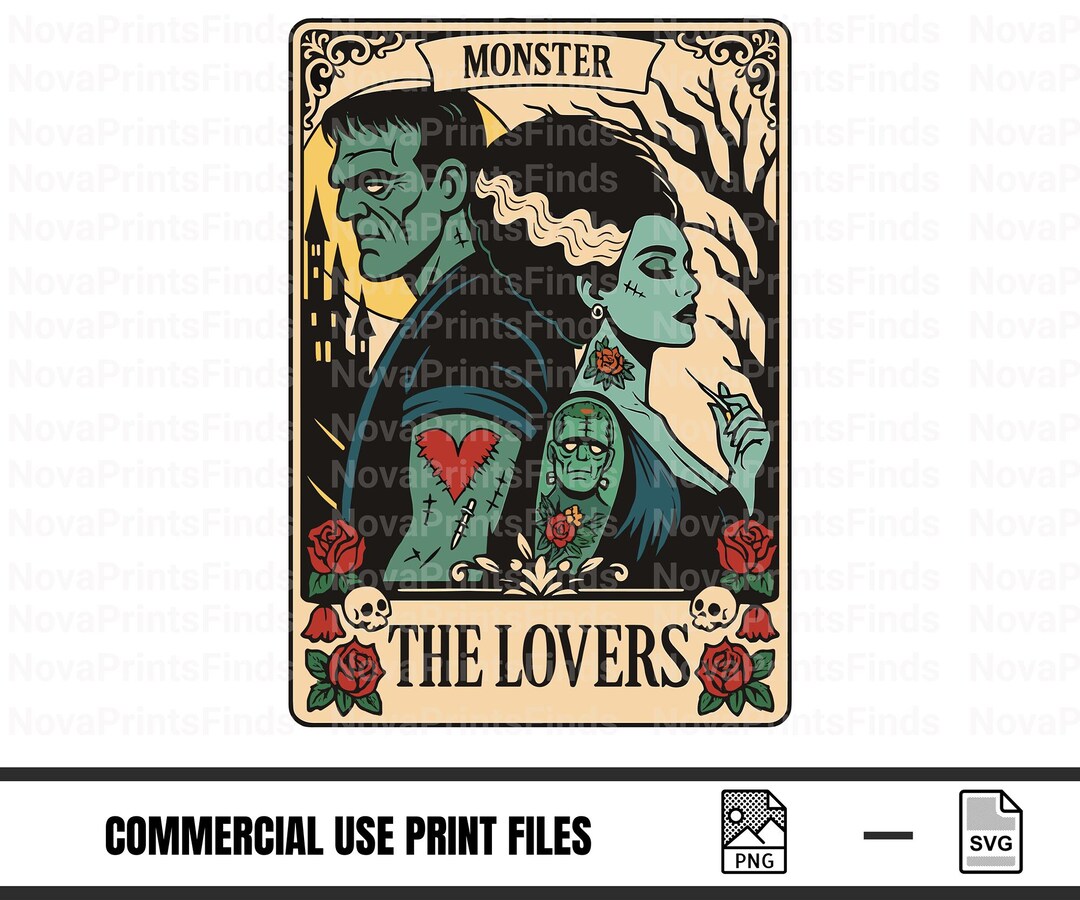 Gothic Frankenstein Tarot Card SVG: Monster Lovers Design (digital ...