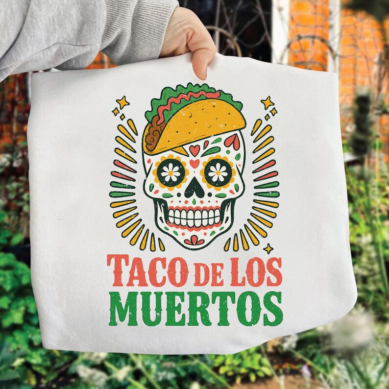 Taco De Los Muertos SVG, Funny Sugar Skull Taco Clipart, Digital ...