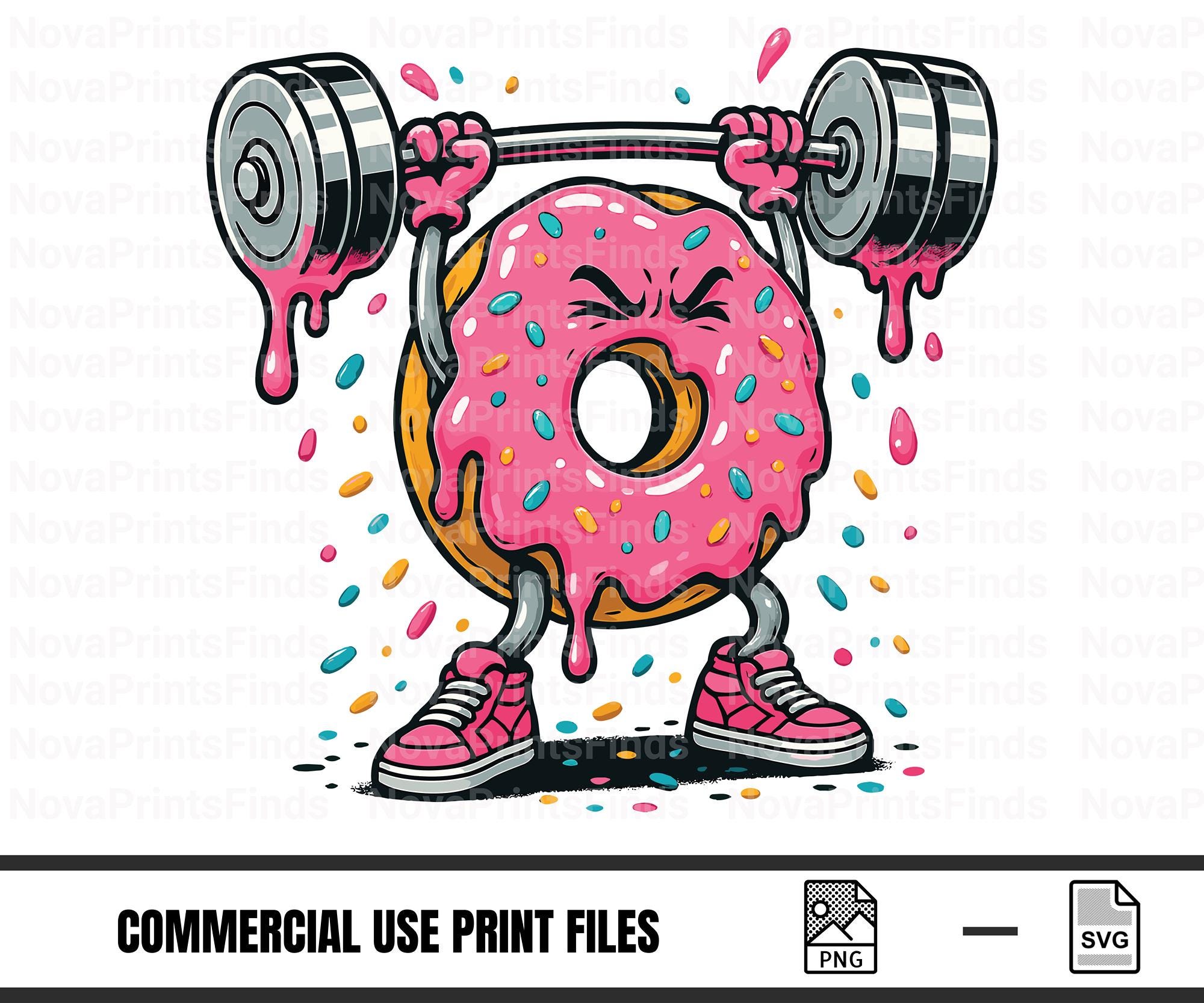 Funny Weightlifting Donut PNG SVG, Gym Fitness Clipart (digital ...
