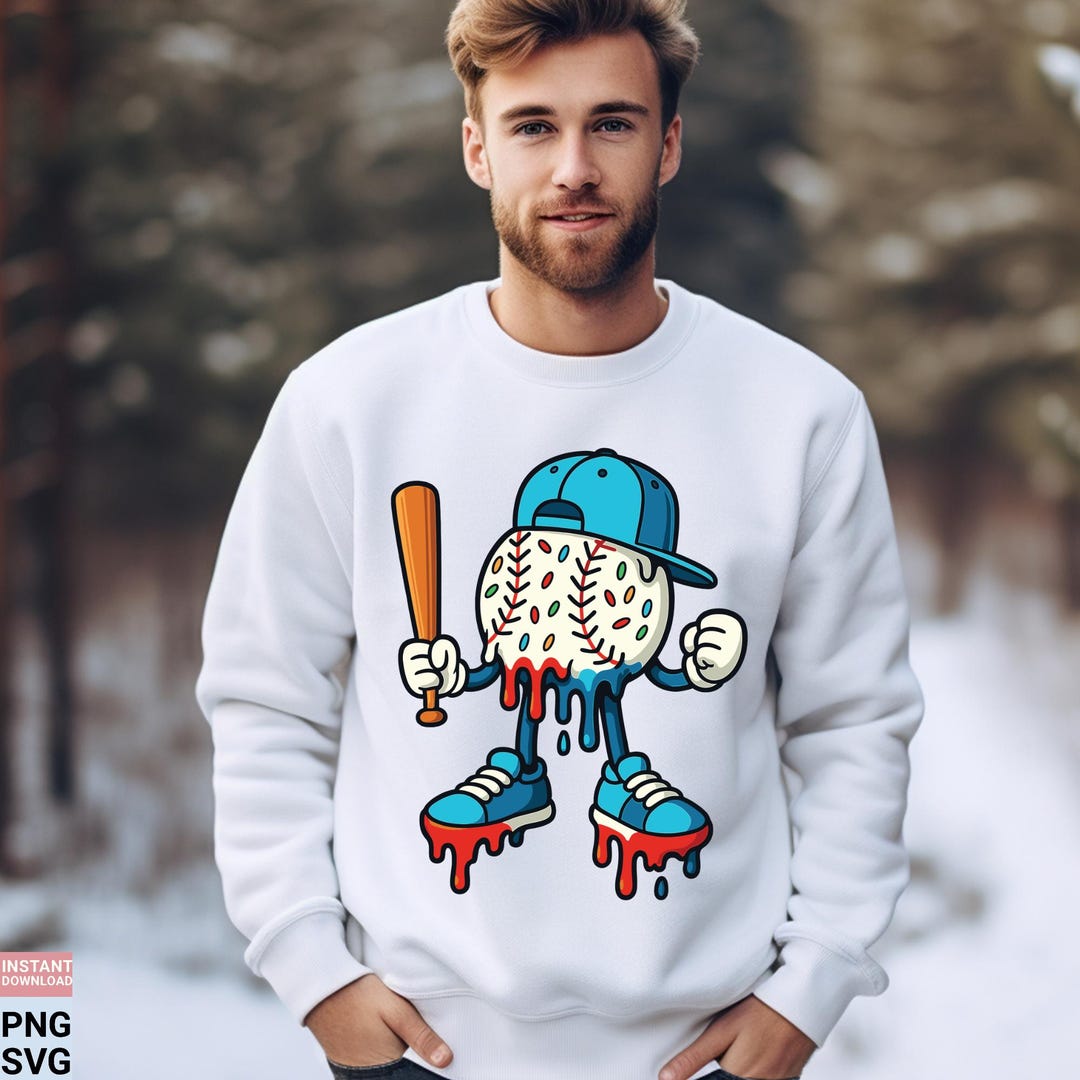 Dripping Baseball Player SVG: Streetwear Sports Graphic for Cricut - Etsy