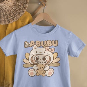 Kawaii Lulubee Girl Hugging Star in Bunny Hoodie | Pastel Nursery Wall ...