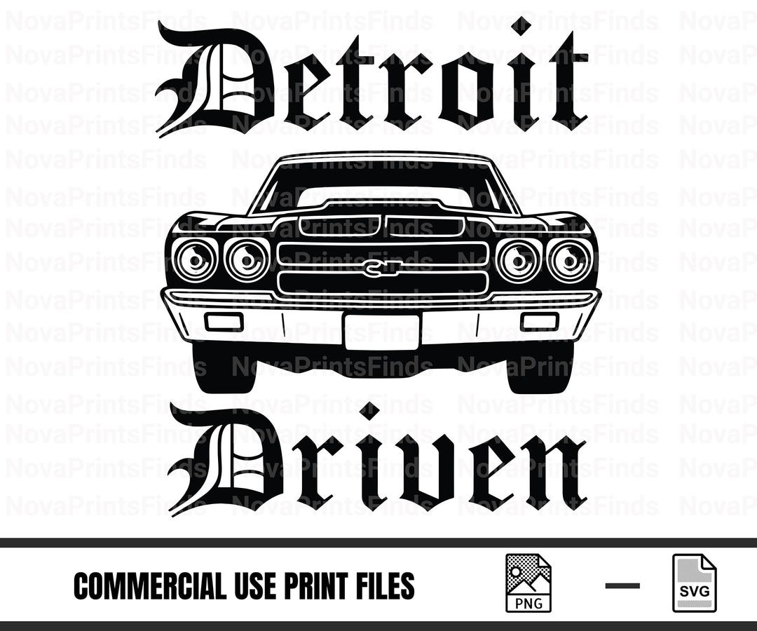 Detroit Driven Muscle Car SVG PNG, Classic American Car Clipart for ...