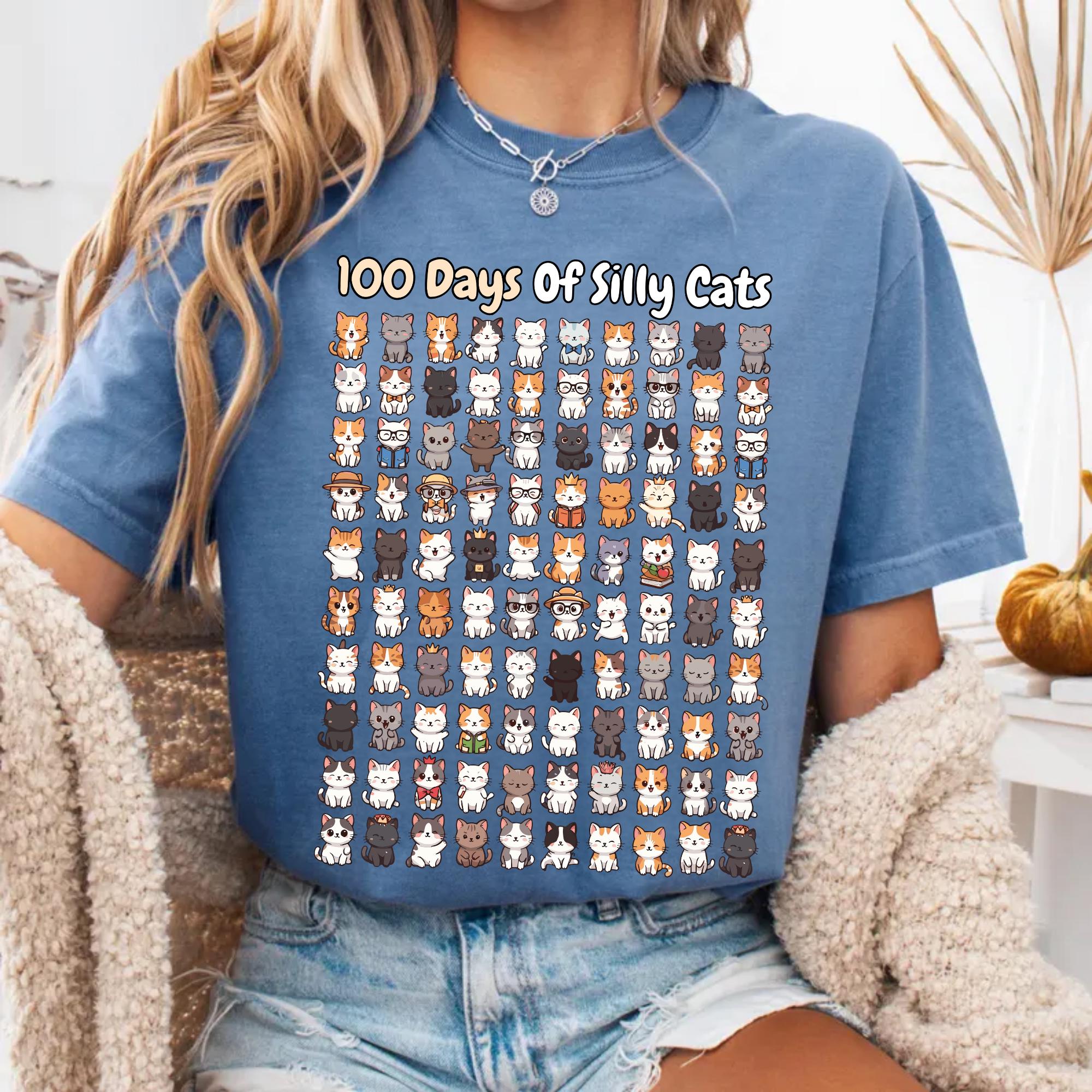100 Days of Silly Cats PNG SVG, Funny 100th Day of School Shirt ...