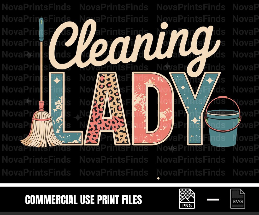 Cleaning Lady Sublimation Design SVG PNG, Retro Leopard Print Cleaning ...