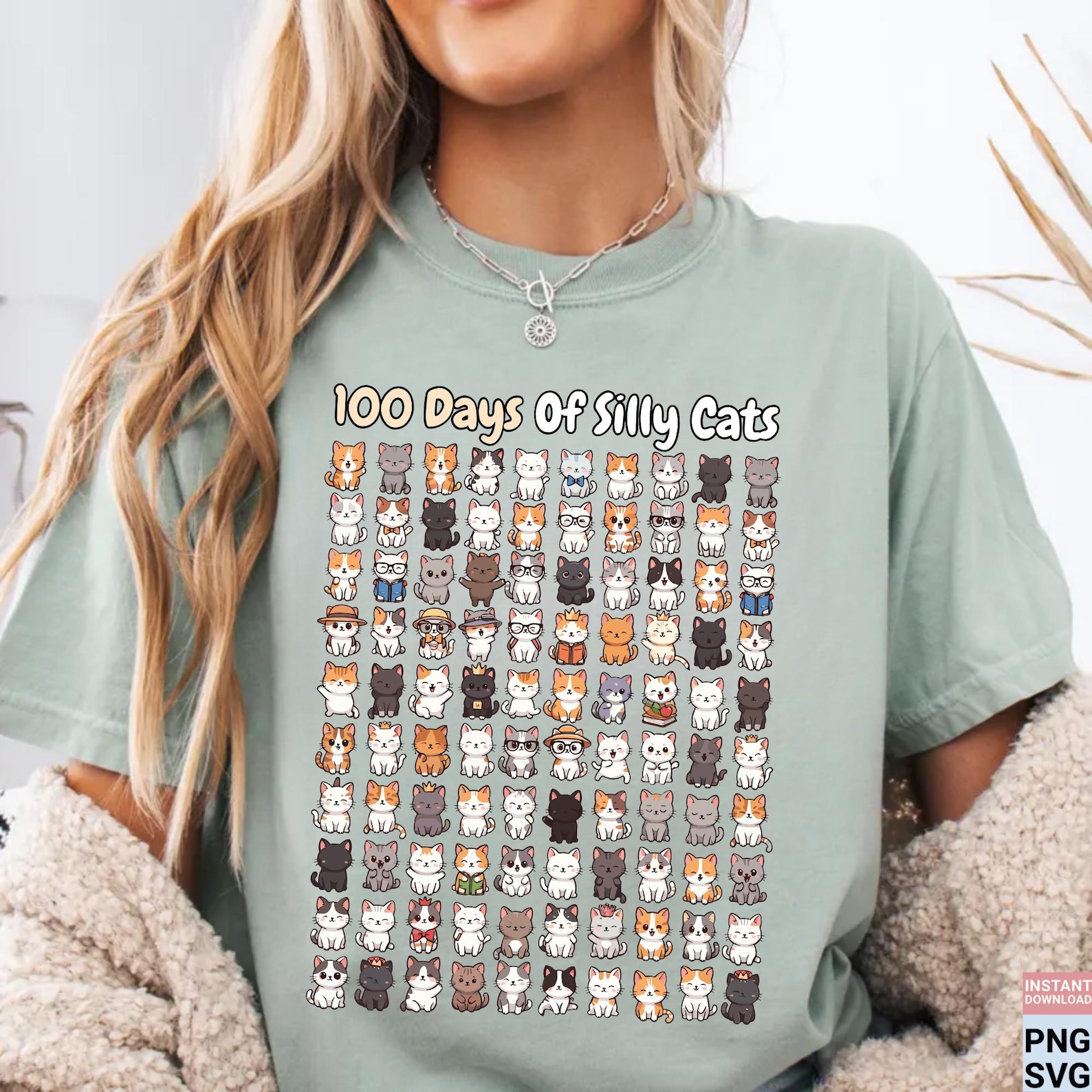100 Days of Silly Cats PNG SVG, Funny 100th Day of School Shirt ...