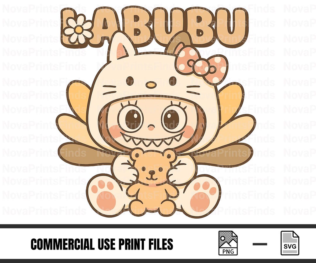Kawaii Lulubee Girl Hugging Star in Bunny Hoodie | Pastel Nursery Wall ...