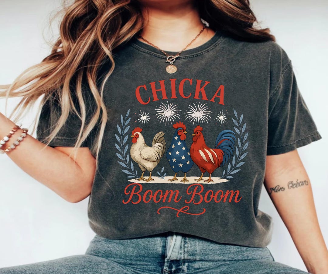 Pollo divertido 4 de julio PNG-SVG Chicka Boom Boom Bandera de EE. UU ...