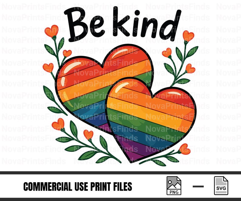 Rainbow Heart Pride SVG Be Kind PNG LGBTQ Clipart Sublimation Files ...