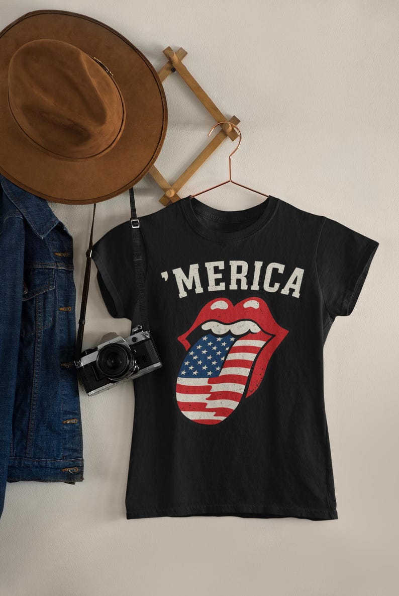 Merica Tongue SVG: Vintage American Flag Lips, Patriotic Design ...