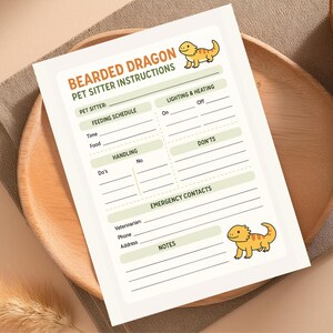 NEW! Bearded Dragon Pet Sitter Printable Kit – Care Sheets, Routine ...