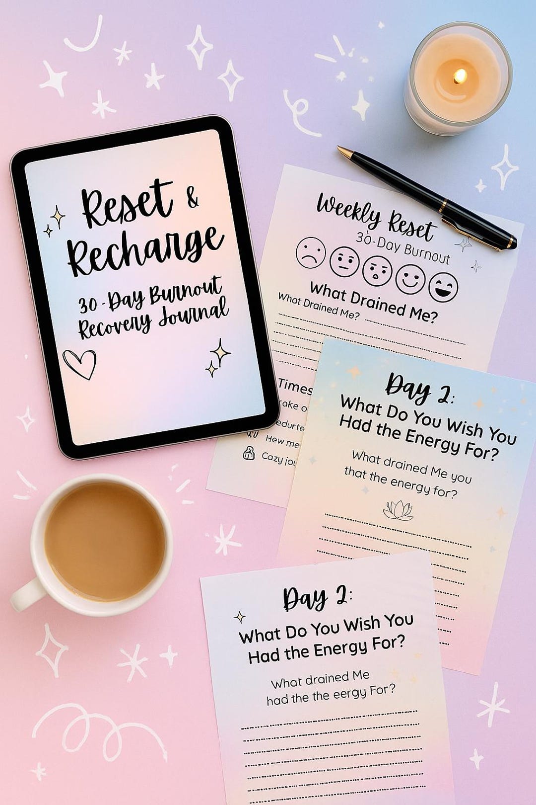 Reset & Recharge – 30-day Burnout Recovery Journal | Self-care Digital ...