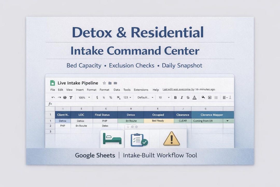 Detox & Residential Intake Command Center | Bed Capacity Tracker ...