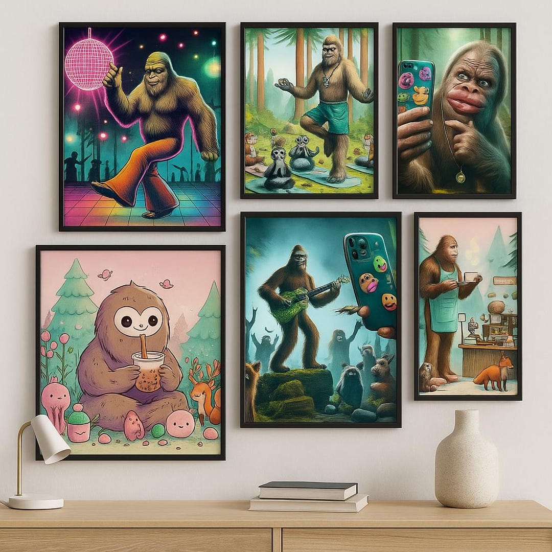 Bigfoot’s Wild Side | Funny Bigfoot Art Printable Set | Digital ...