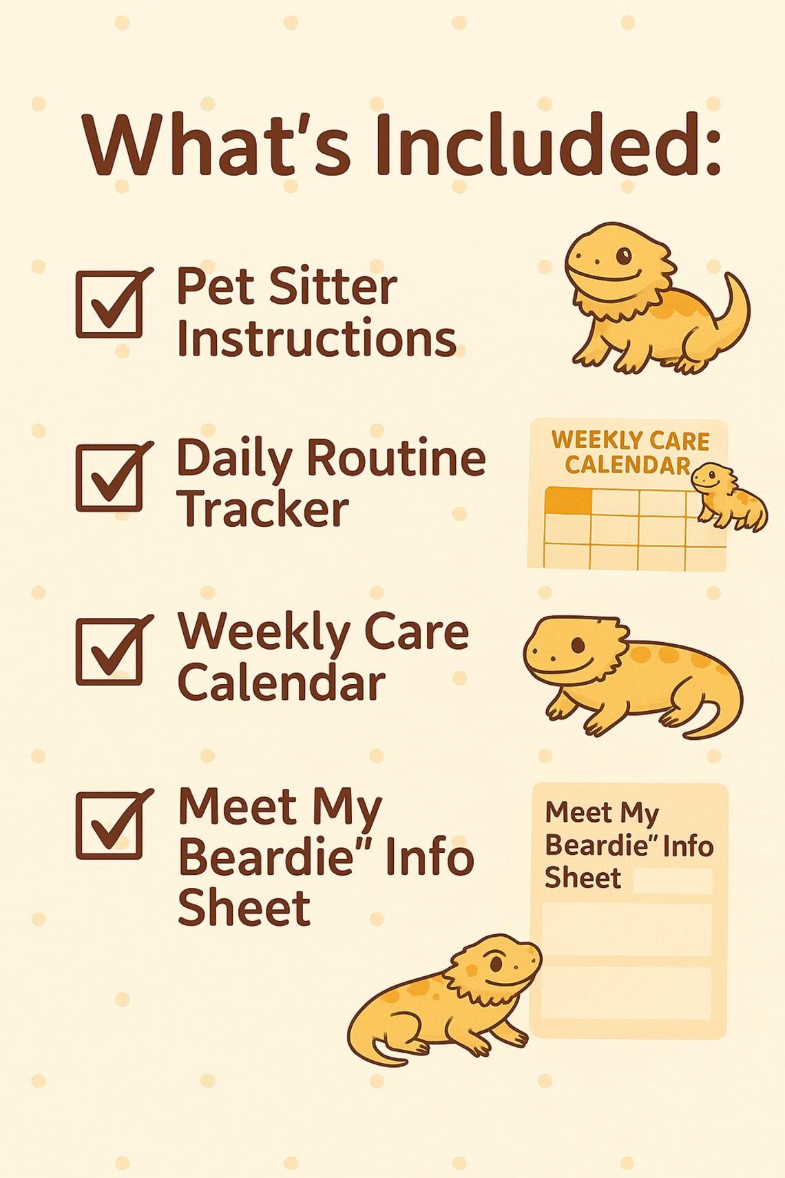 NEW! Bearded Dragon Pet Sitter Printable Kit – Care Sheets, Routine ...