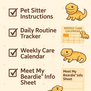 NEW! Bearded Dragon Pet Sitter Printable Kit – Care Sheets, Routine ...