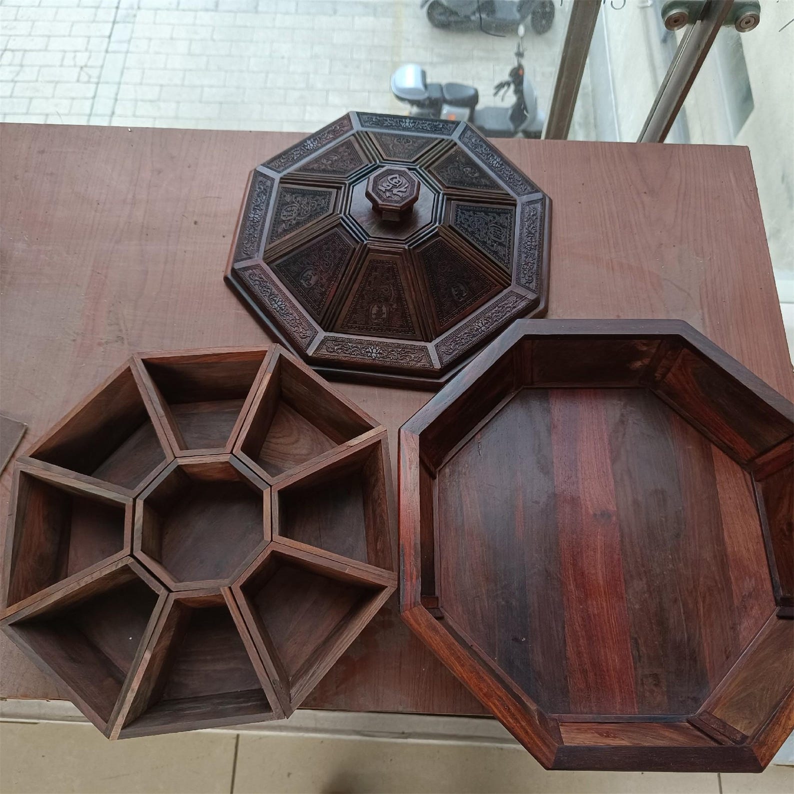 Handmade Wooden Octagon Snack Box With Lid – Rustic Nut Candy Organizer ...