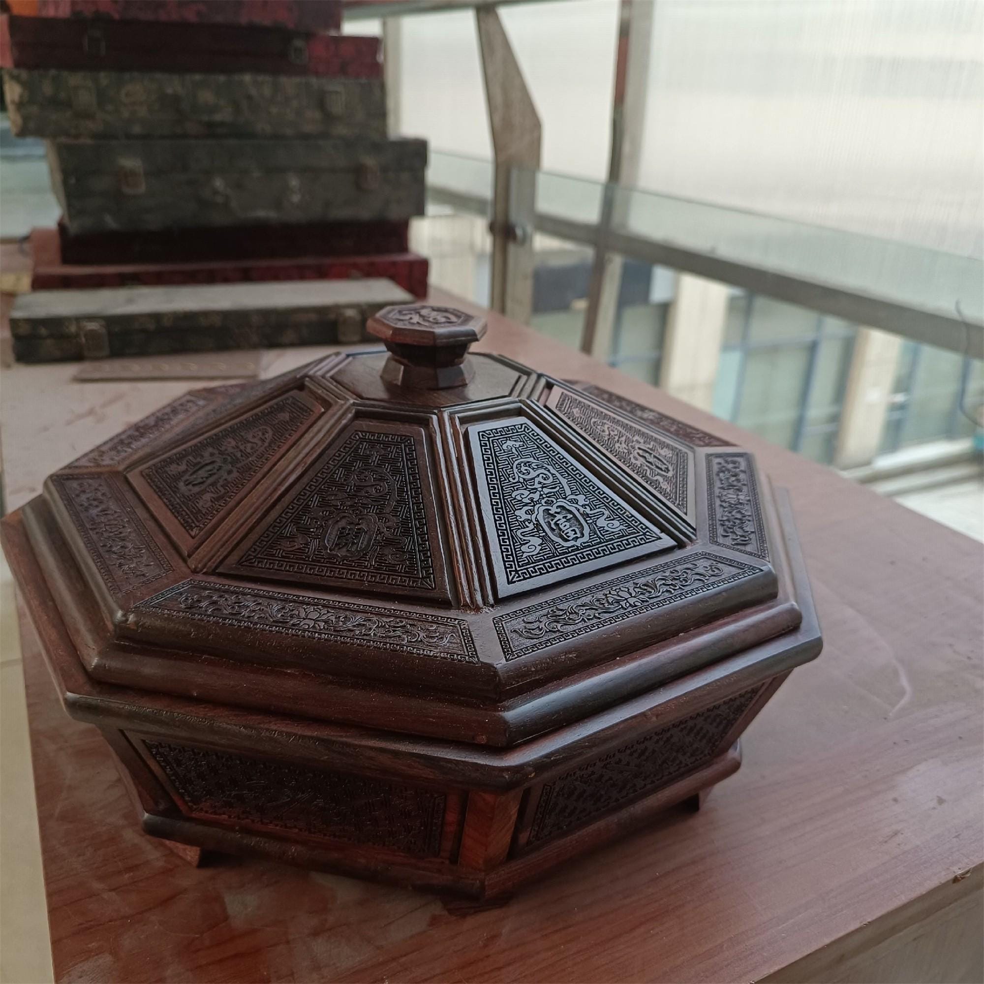 Handmade Wooden Octagon Snack Box With Lid – Rustic Nut Candy Organizer ...
