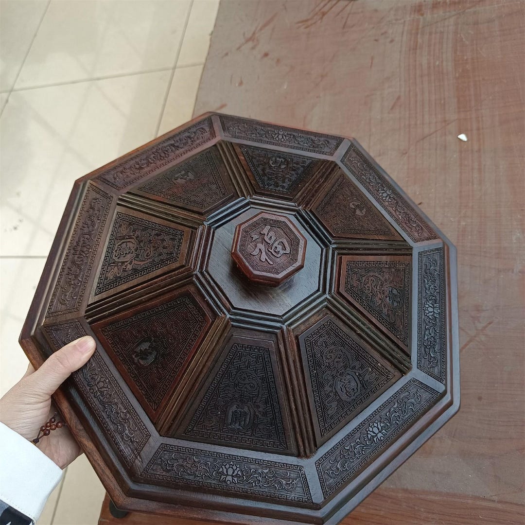 Handmade Wooden Octagon Snack Box With Lid – Rustic Nut Candy Organizer ...