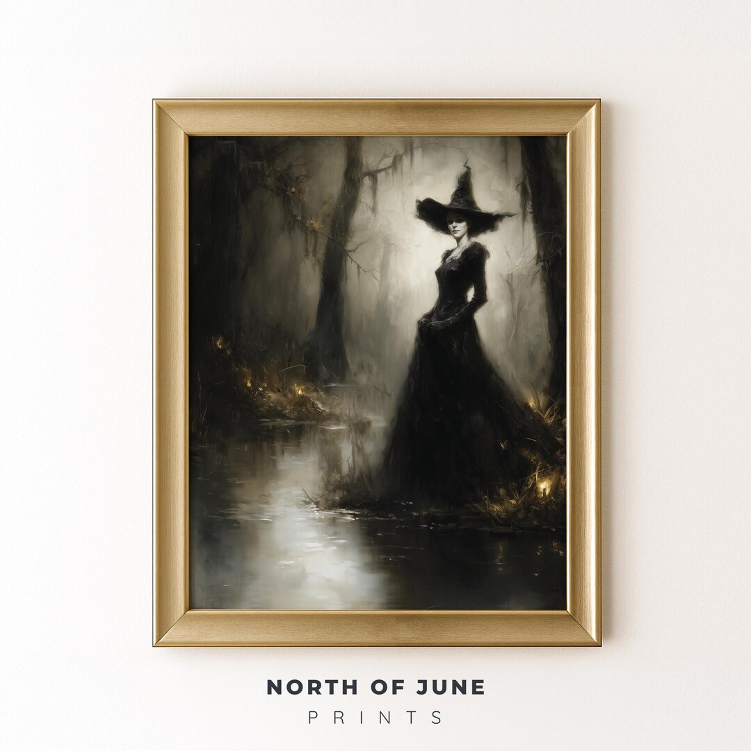 Swamp Witch Gothic Art Print – Dark Fantasy Halloween Decor (digital ...