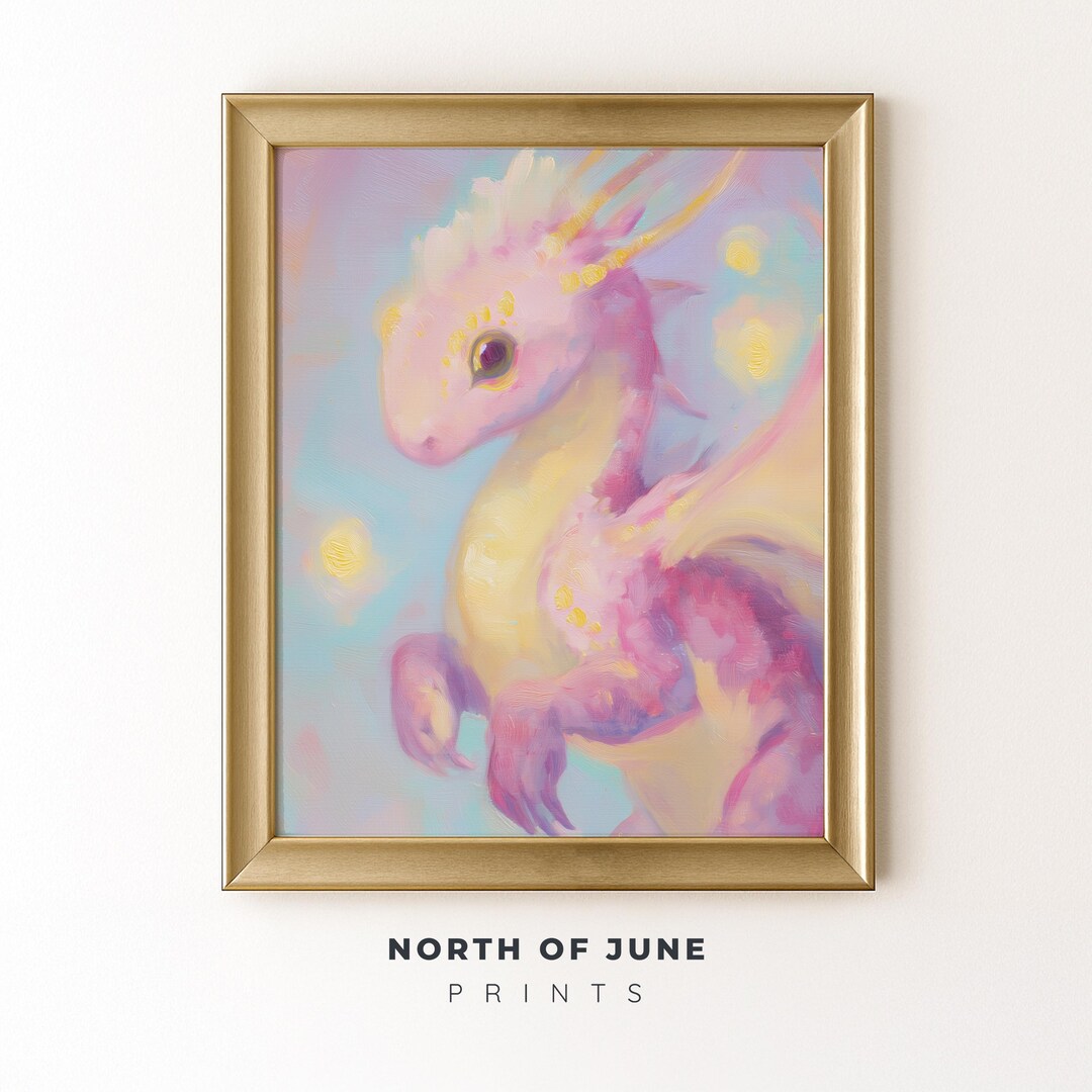 Whimsical Dragon Pastel Oil Painting - Soft Fantasy Creature Art ...