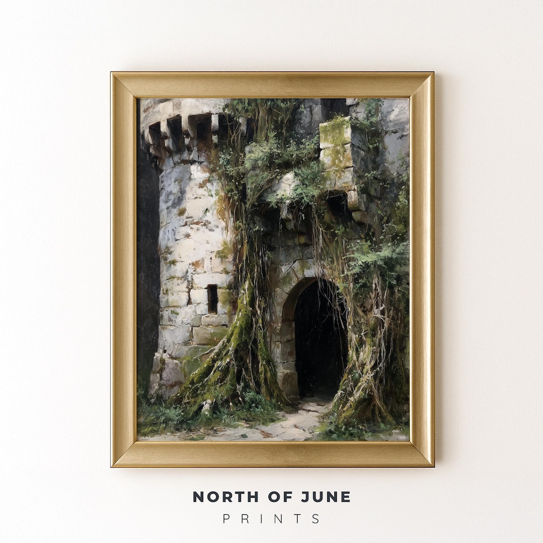 Medieval Gatehouse Oil Painting – Rustic Cottagecore Castle Print ...