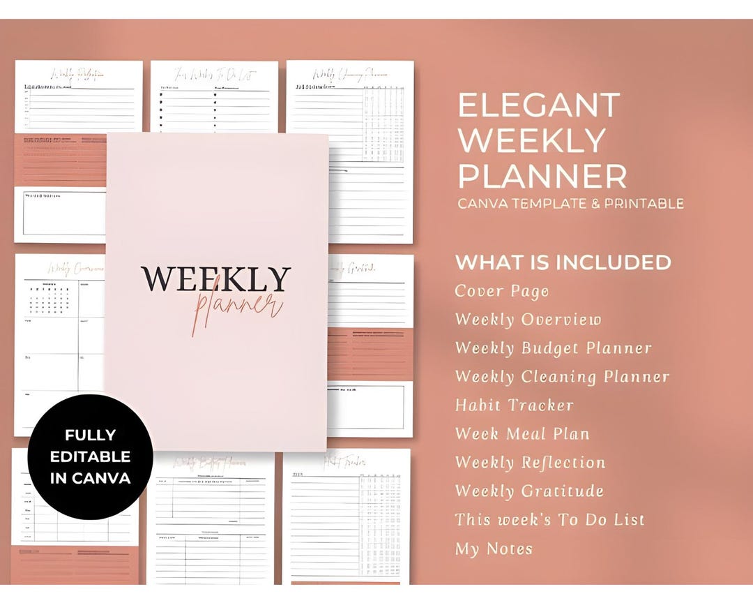 Editable Weekly Planner Template | Canva Printable Planner | Minimalist ...