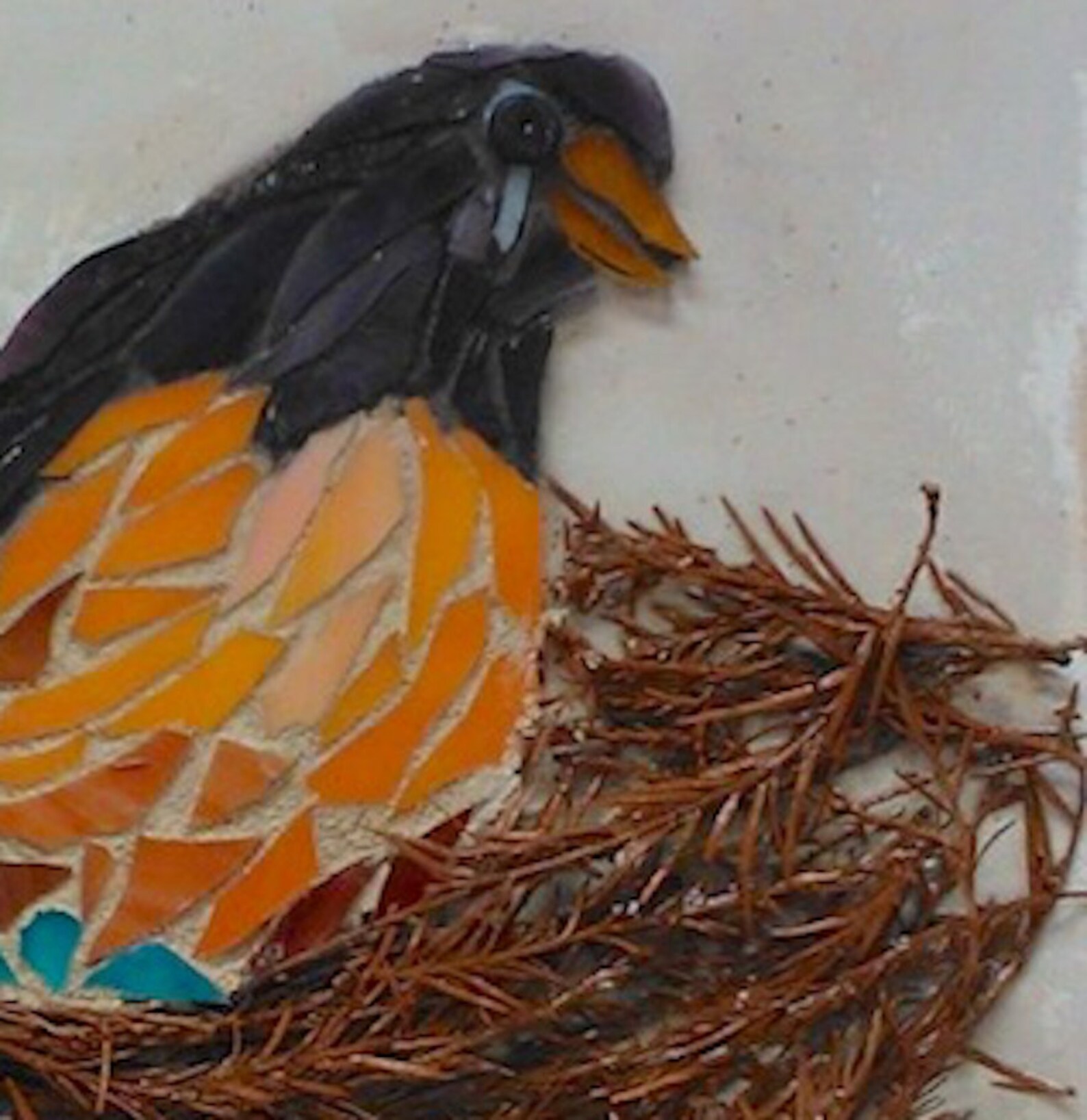 Farmhouse Style Mosaic-robin on a Nest of Twigs - Etsy