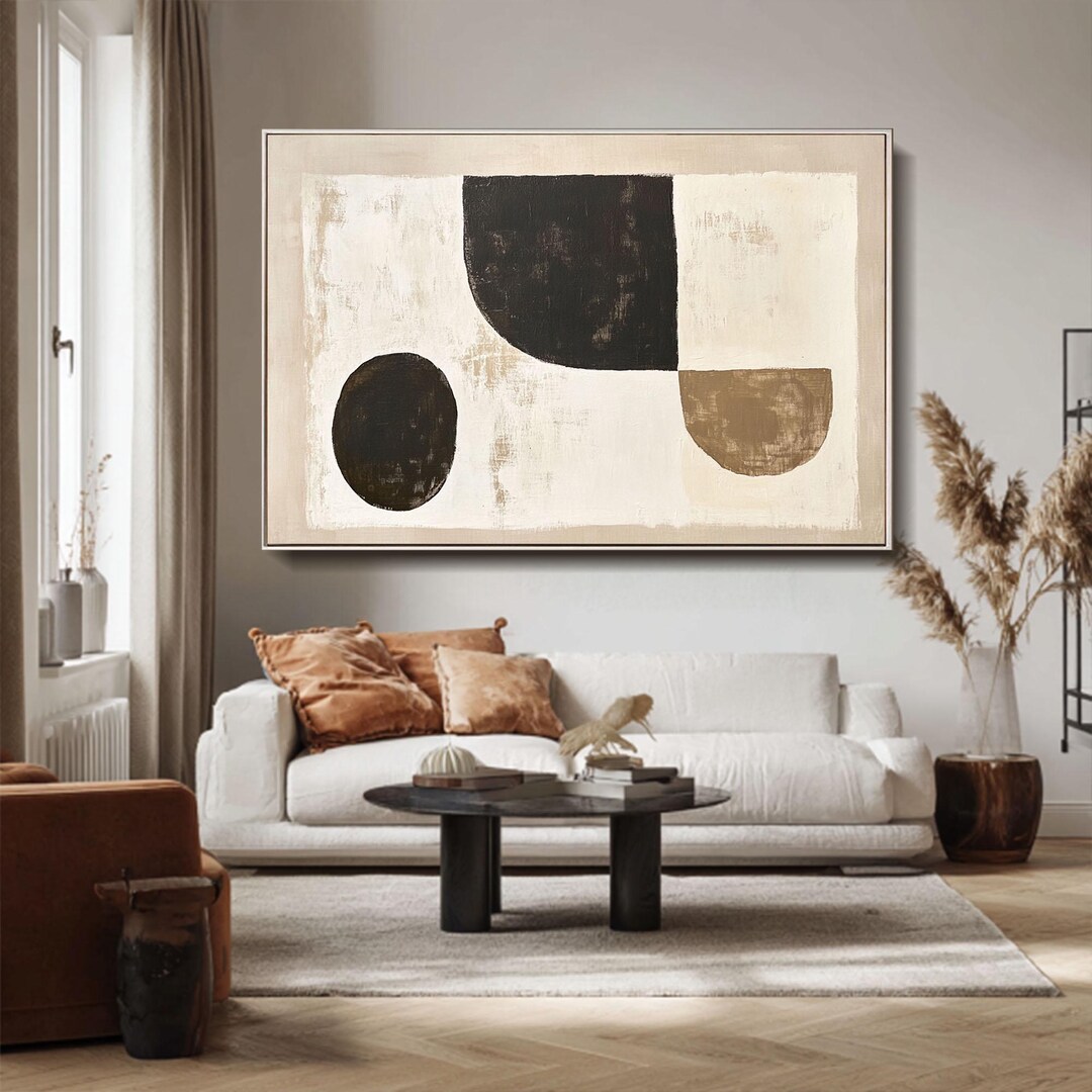 Handmade Beige Abstract Oil Painting: Wabi-sabi Canvas Art - Etsy