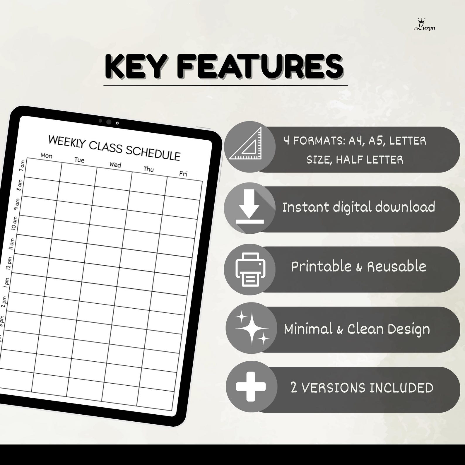 Weekly Class Schedule Printable | 2 Layouts: Mon–fri + Mon–sun | School ...