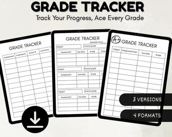 Grade Tracker, Digital Download, Student Planner, Track Your Grades Pdf ...