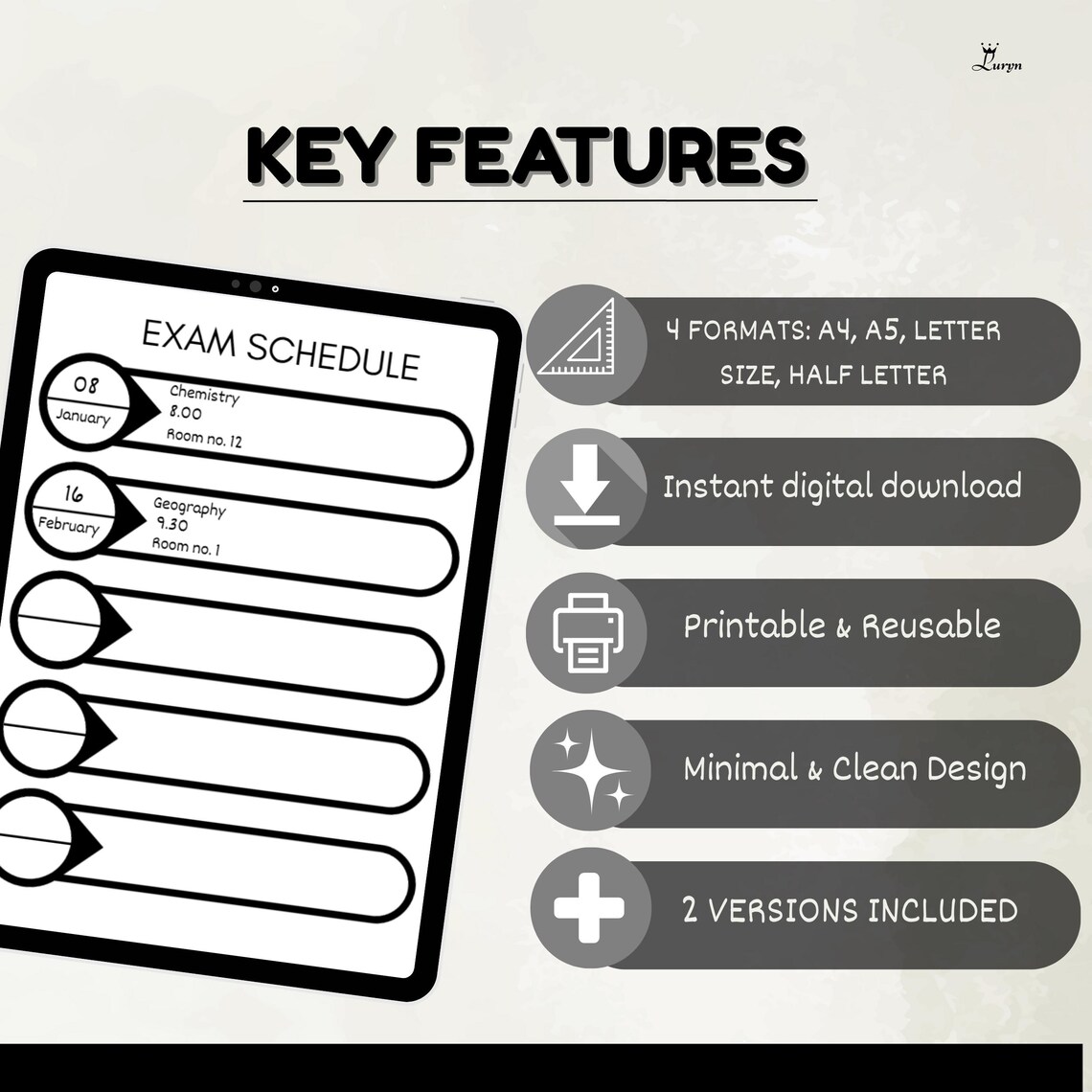 Digital Exam Schedule | Printable Test Planner for Students | Study ...