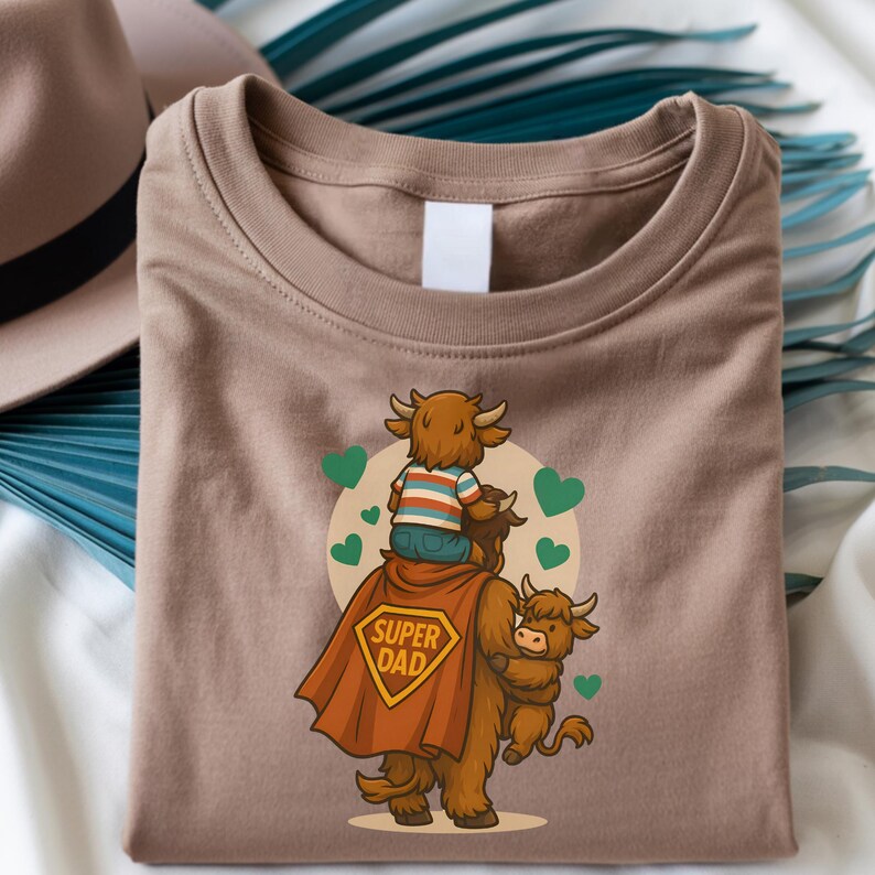 Fathers Day Present -highland Cow With Calves Print, Adorable Super Dad ...