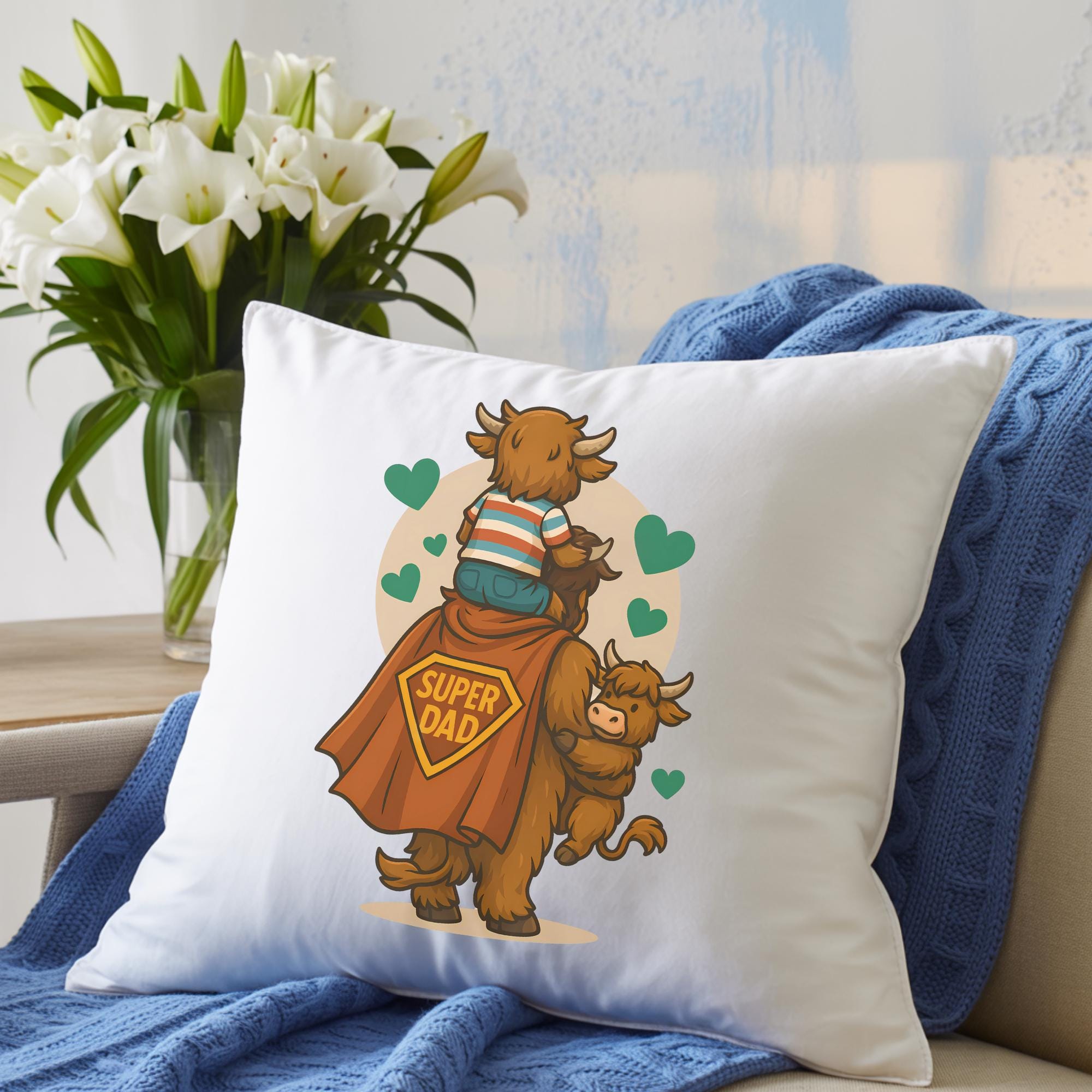 Fathers Day Present -highland Cow With Calves Print, Adorable Super Dad ...