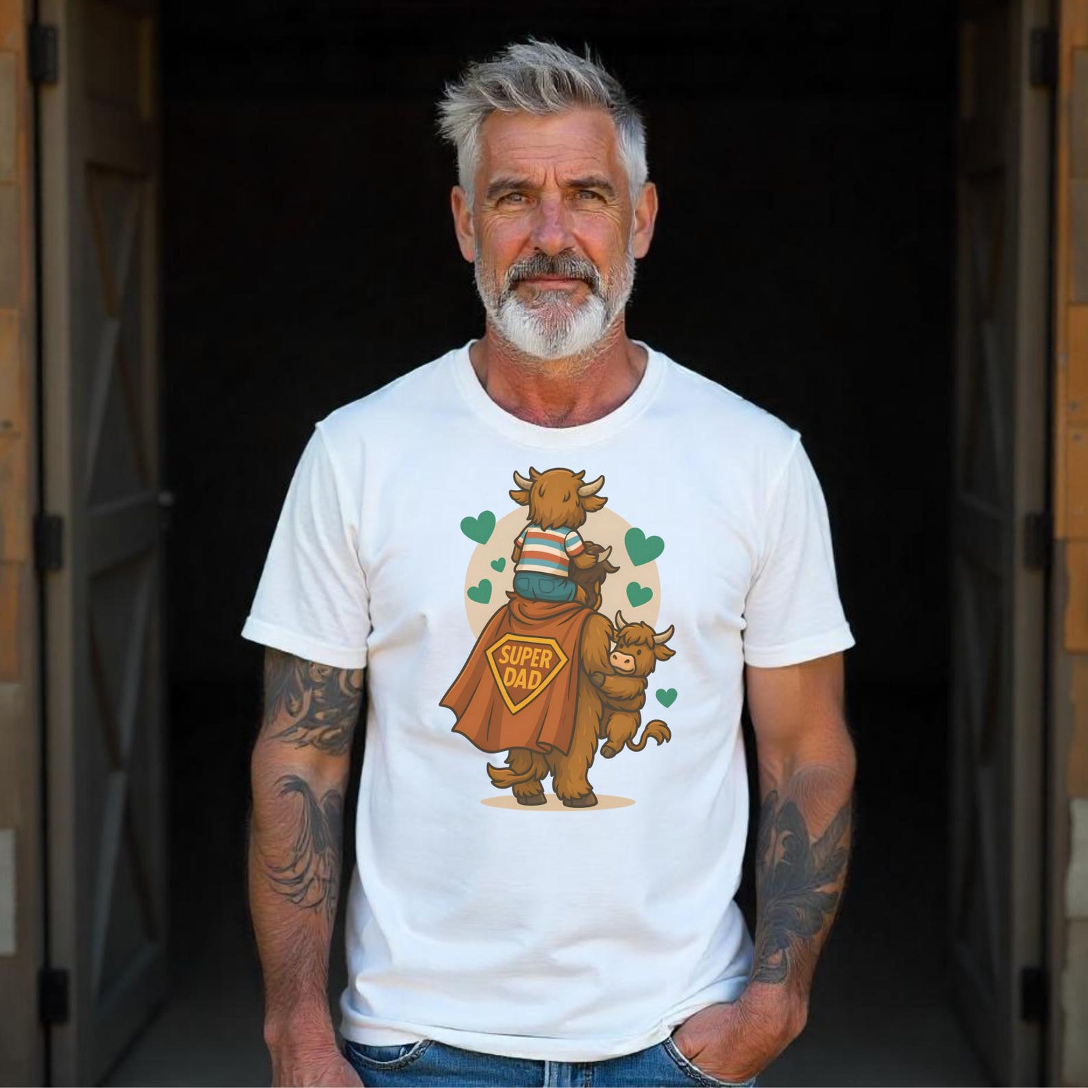 Fathers Day Present -highland Cow With Calves Print, Adorable Super Dad ...