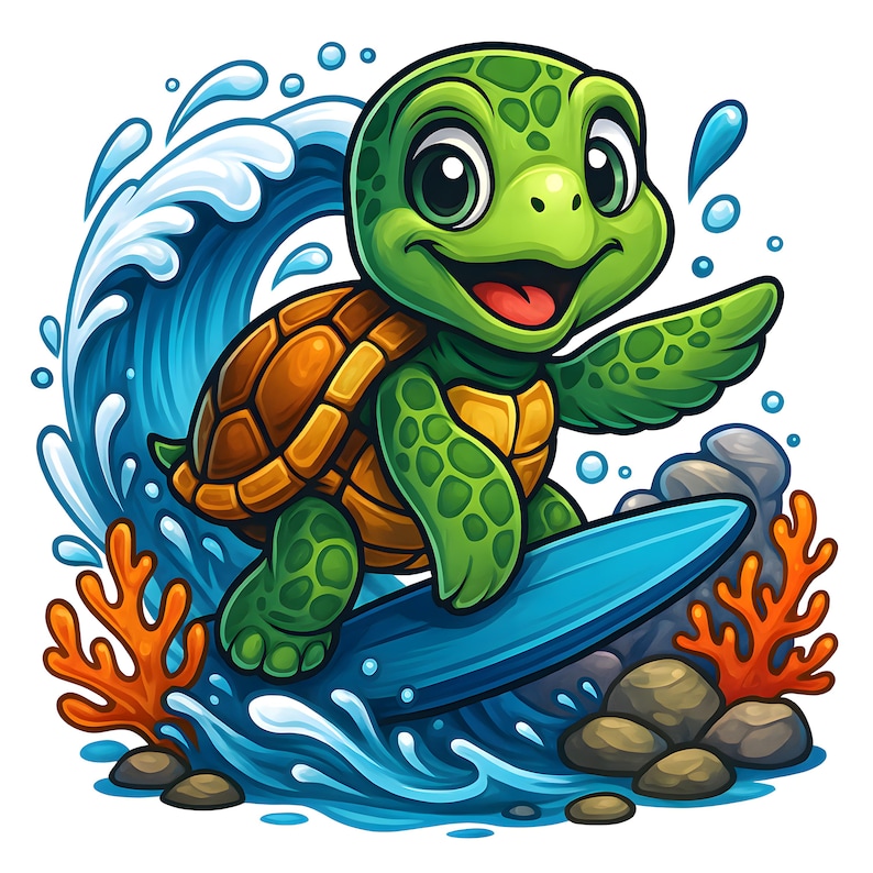 Cartoon Sea Turtle Clipart – Comic Ocean Animal Illustrations (PNG ...