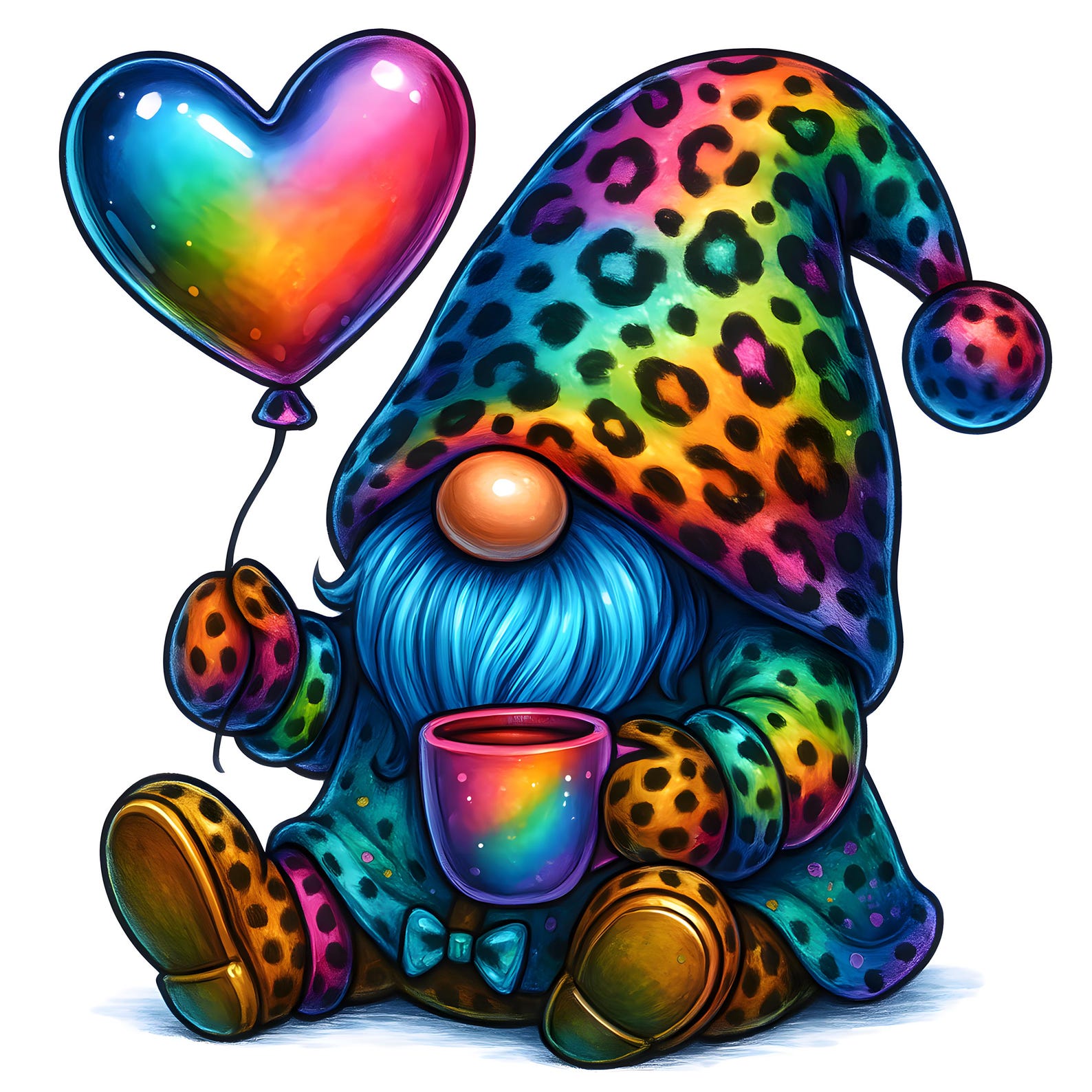 12 Rainbow Gnome Clipart JPG Bundle | Cute Colorful Gnomes for ...