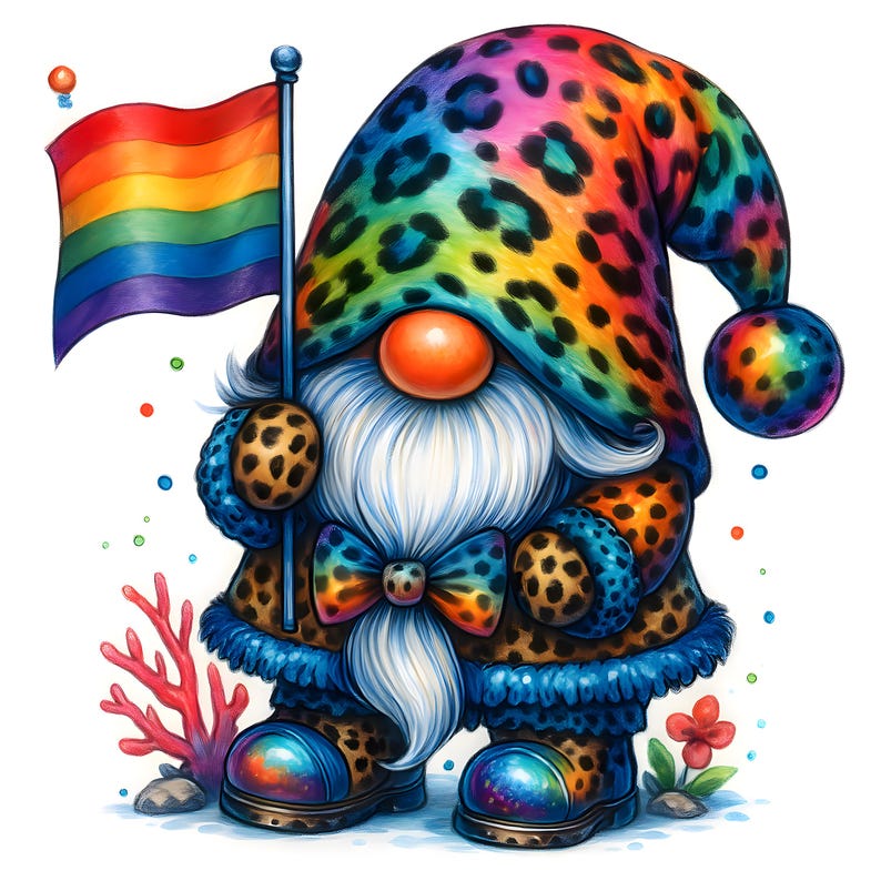 12 Rainbow Gnome Clipart JPG Bundle | Cute Colorful Gnomes for ...