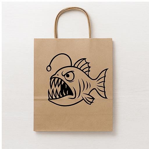 Scary Angler Fish Line Art SVG: Deep Sea Monster Clipart (digital ...