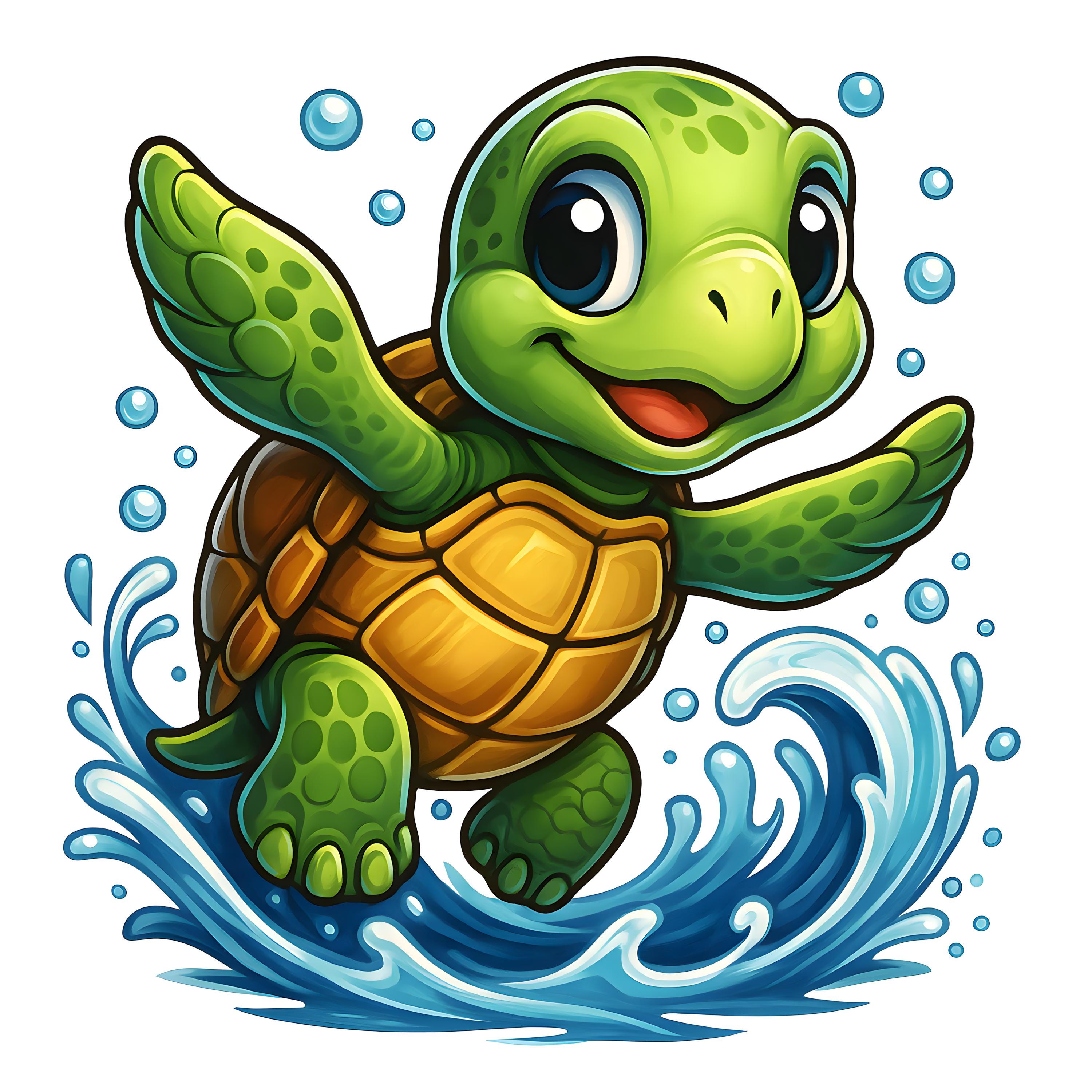 Cartoon Sea Turtle Clipart – Comic Ocean Animal Illustrations (PNG ...