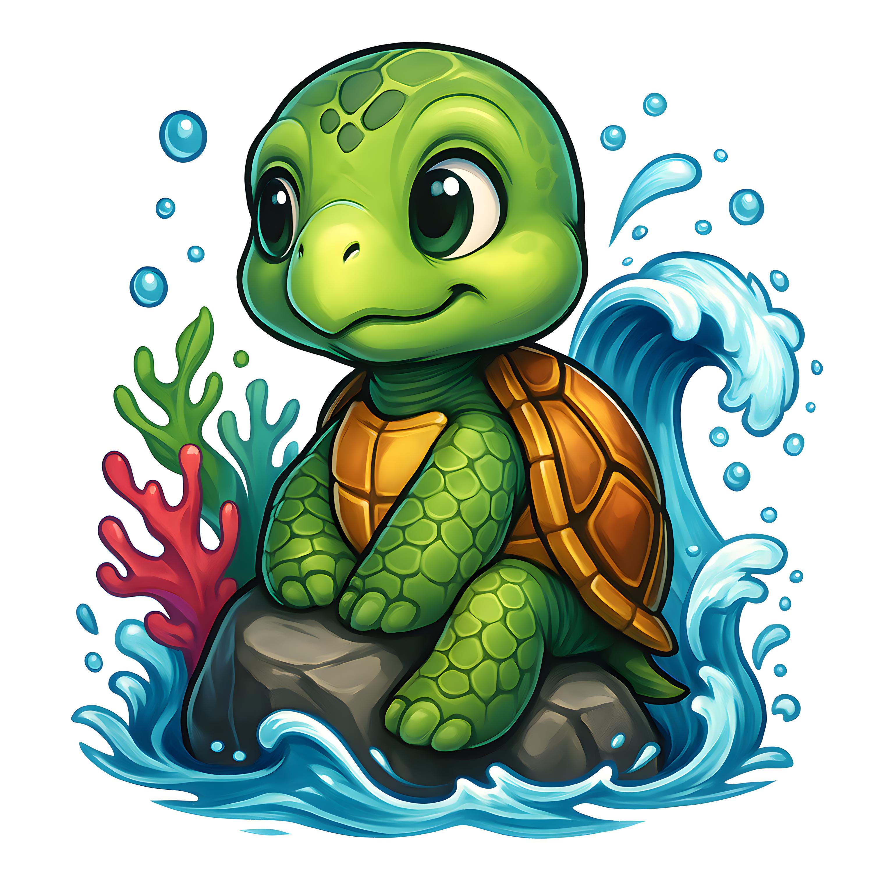 Cute Sea Turtle Clipart Bundle – Cartoon Ocean Animal Illustrations ...